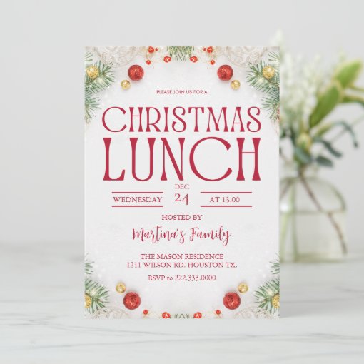 Christmas Lunch Invitations Holiday Party | Zazzle