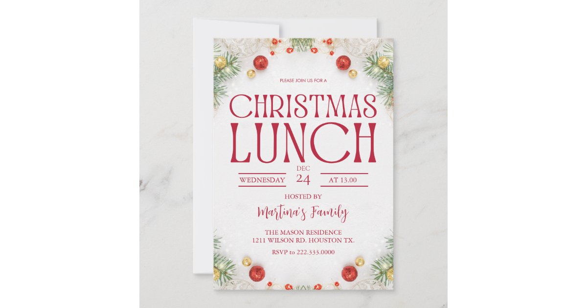 Christmas Lunch Invitations Holiday Party | Zazzle