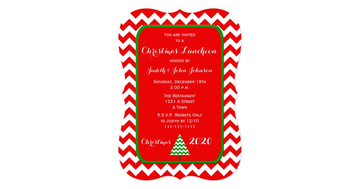 Christmas Luncheon Invitation In Chevron Zazzle Christmas Luncheon Invitation In Chevron Zazzle