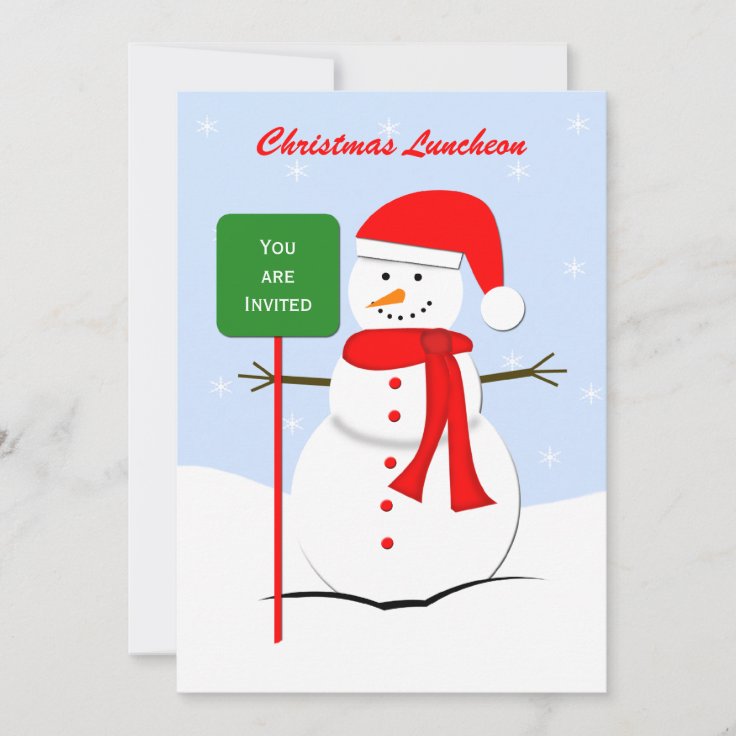 Christmas Luncheon Invitation Snowman | Zazzle