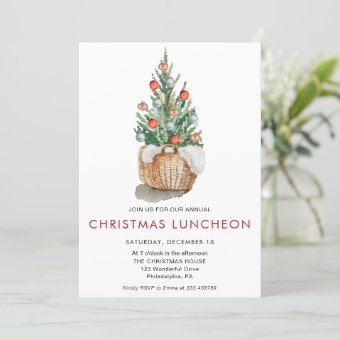 Christmas Luncheon Pine tree Holiday Invitation | Zazzle
