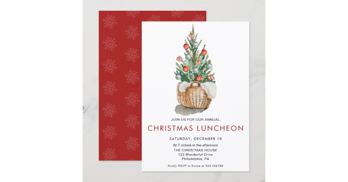 Christmas Luncheon Pine tree Holiday Invitation | Zazzle