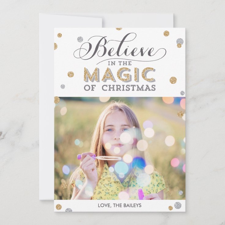 Christmas Magic Holiday Photo Cards - White | Zazzle