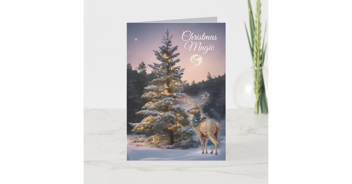 Christmas Magic Reindeer Holiday Card | Zazzle