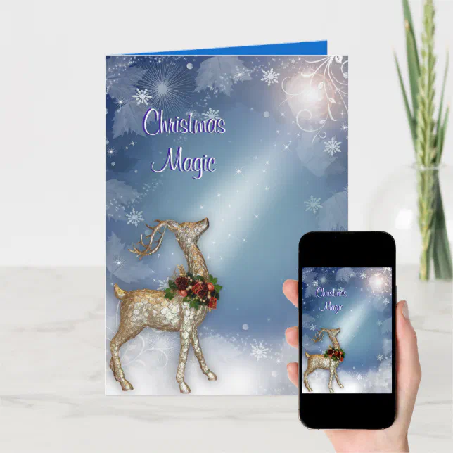 Christmas Magic Reindeer Holiday Card | Zazzle