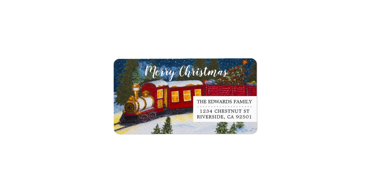 Christmas Magic Vintage Red Steam Train Labels | Zazzle