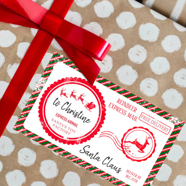 Christmas Mail From Santa North Pole Delivery Rectangular Sticker | Zazzle