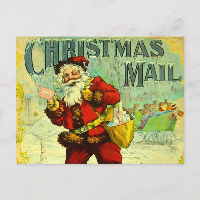 Christmas Mail Santa Claus Vintage Gift Card Art | Zazzle