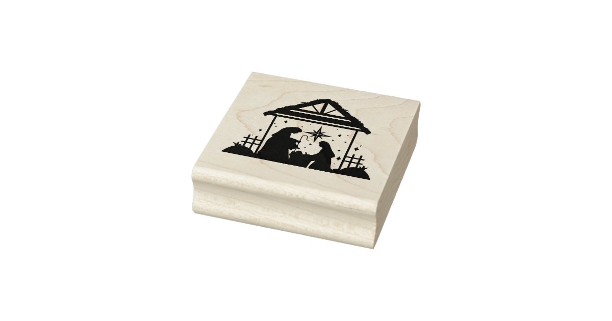 Christmas Manger Nativity Rubber Stamp | Zazzle