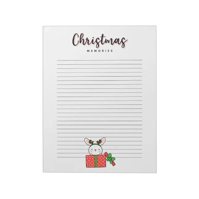 Christmas Memories Bunny in a Giftbox Notepad | Zazzle