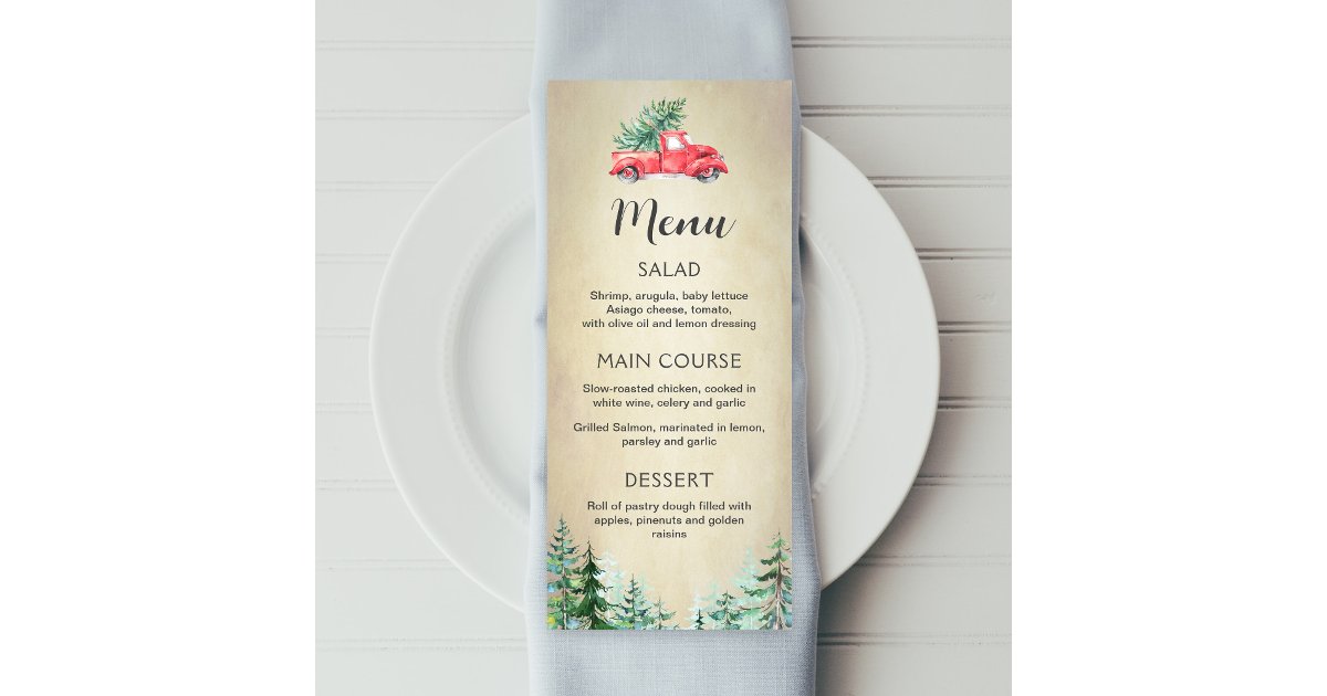 Christmas menu, Holiday editable printable menu | Zazzle