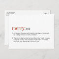 Christmas Merry Definition Holiday Postcard | Zazzle