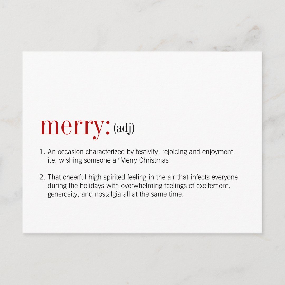Christmas Merry Definition Holiday Postcard | Zazzle