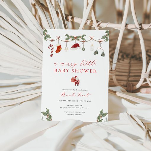 Christmas Merry Little Baby Shower Invitation | Zazzle