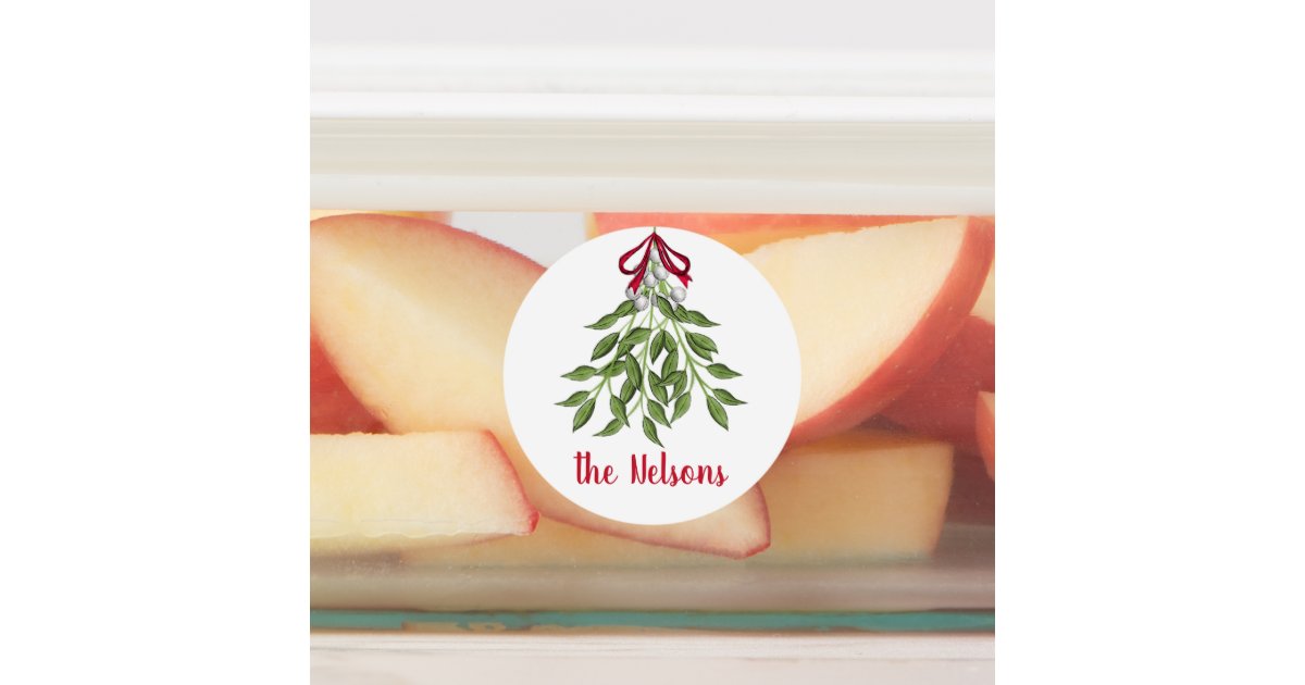 Christmas Merry Mistletoe Holiday Greenery Leaves Labels | Zazzle