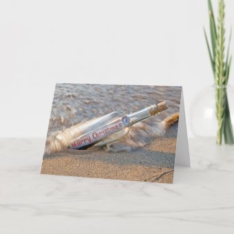 Christmas message in a bottle holiday card | Zazzle