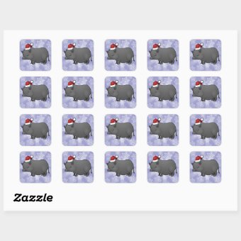 Christmas Miniature Pig Square Sticker | Zazzle