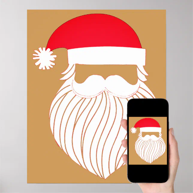 Christmas Minimalist Modern Santa Poster | Zazzle
