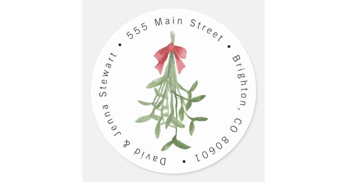 Christmas Mistletoe Address Label Sticker | Zazzle