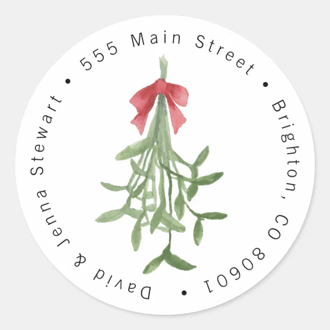 Christmas Mistletoe Address Label Sticker | Zazzle