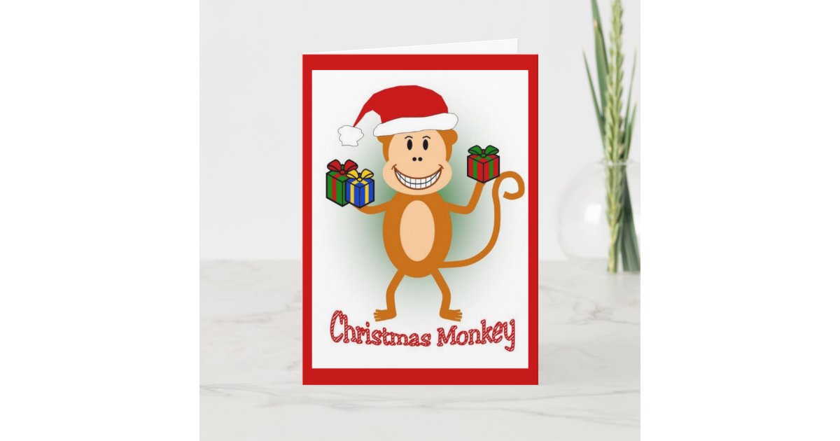 Christmas Monkey Holiday Card | Zazzle