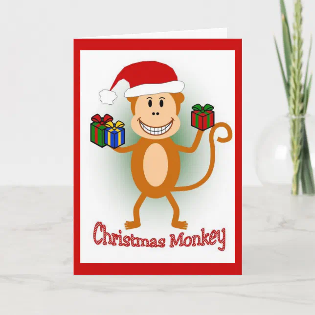 Christmas Monkey Holiday Card | Zazzle