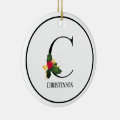 Christmas Monogram Letter C Personalized Ceramic Ornament | Zazzle
