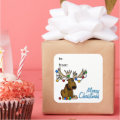 Christmas Moose Gift Tag Sticker | Zazzle