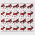 Christmas Moose red plaids snowflakes Wrapping Paper | Zazzle