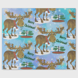Christmas Moose Wrapping Paper | Zazzle