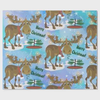 Christmas Moose Wrapping Paper | Zazzle
