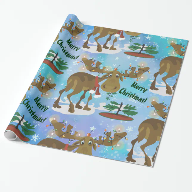 Christmas Moose Wrapping Paper | Zazzle