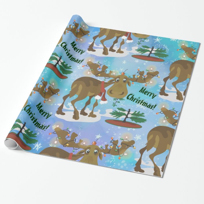 Christmas Moose Wrapping Paper | Zazzle.com