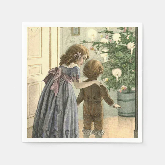 Christmas Morning Vintage paper napkins | Zazzle