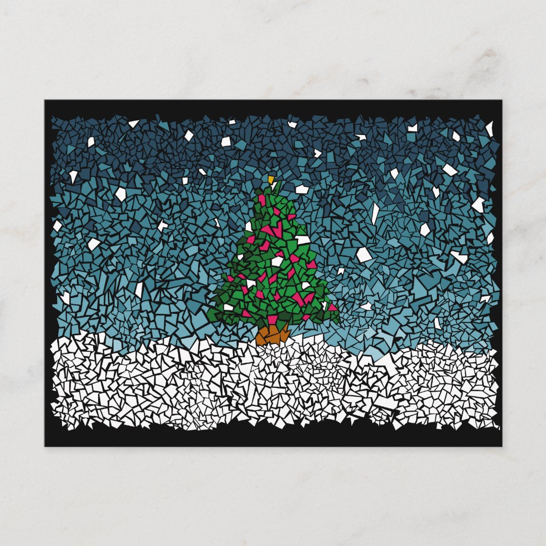 Christmas mosaic holiday postcard | Zazzle