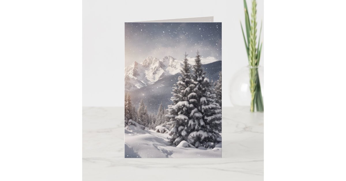 Christmas Mountain Scene Card | Zazzle
