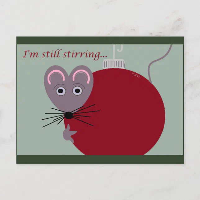 Christmas Mouse with Ornament Is Still Stirring Postcard | Zazzle