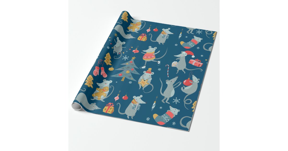 Christmas Mouse Wrapping Paper | Zazzle