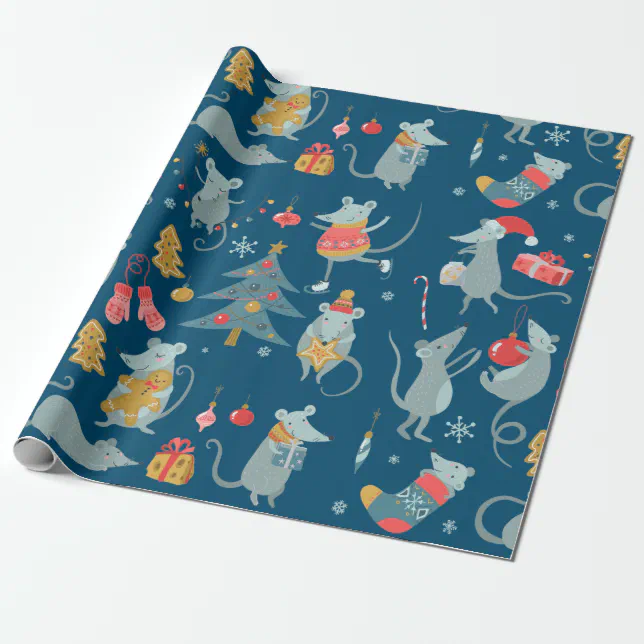 Christmas Mouse Wrapping Paper | Zazzle