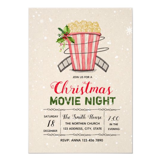 Christmas movie night invitation | Zazzle.com