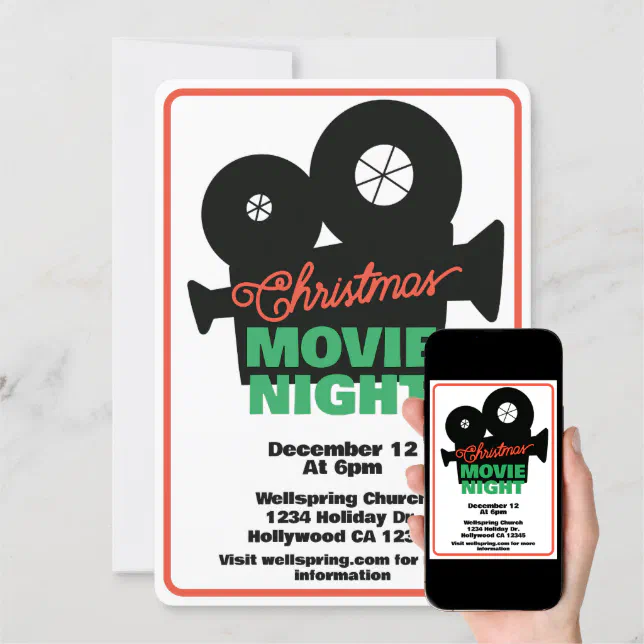 Christmas Movie Night Invitation | Zazzle Christmas Movie Night Invitation | Zazzle