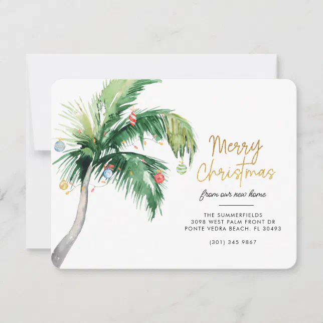 Christmas Moving Address Palm Tree Announcement | Zazzle