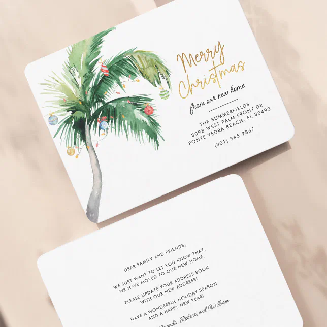 Christmas Moving Address Palm Tree Announcement | Zazzle