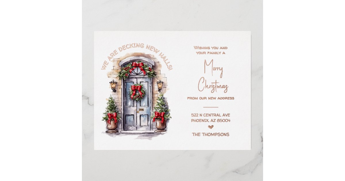Christmas Moving Announcement Rose Gold Postcard | Zazzle
