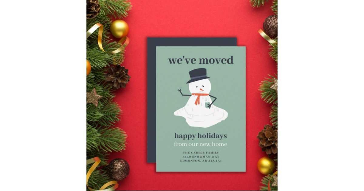 Christmas Moving Announcement Snowman Cute Holiday | Zazzle