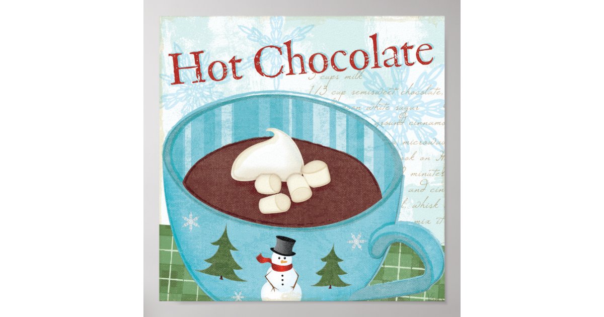Christmas Mug with Hot Chocolate Poster | Zazzle