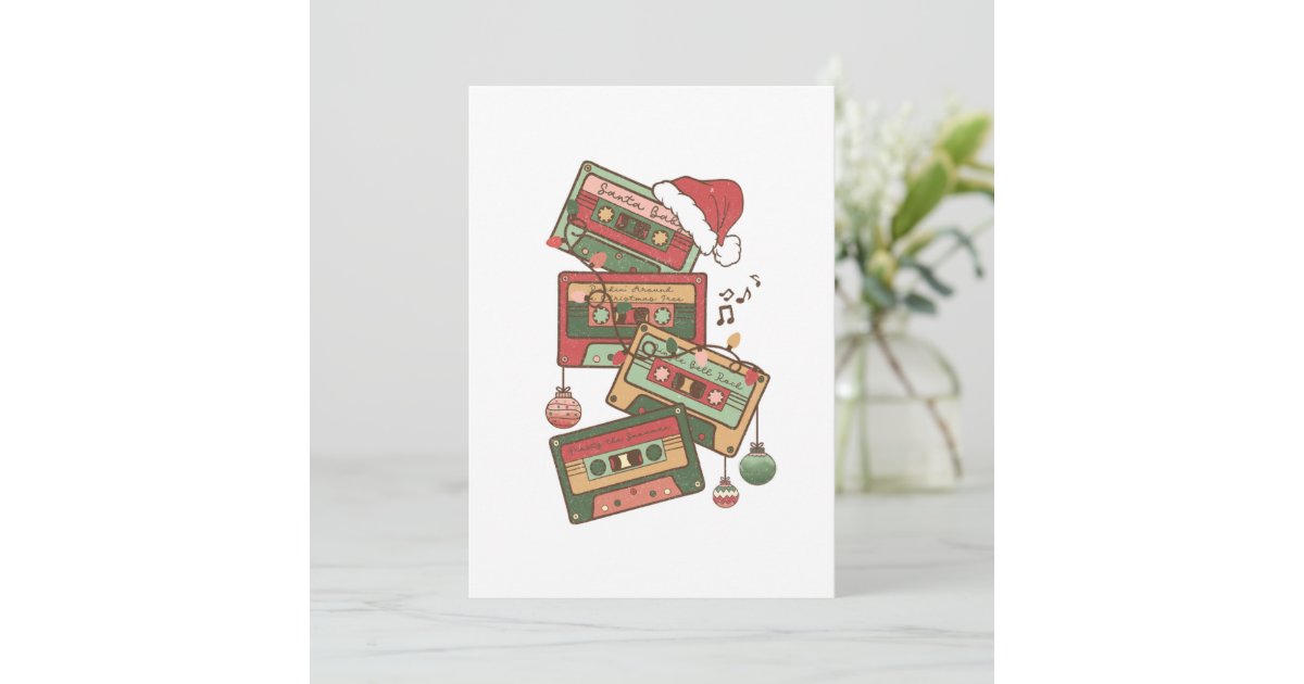 Christmas Music Cassette Tapes Thank You Card | Zazzle