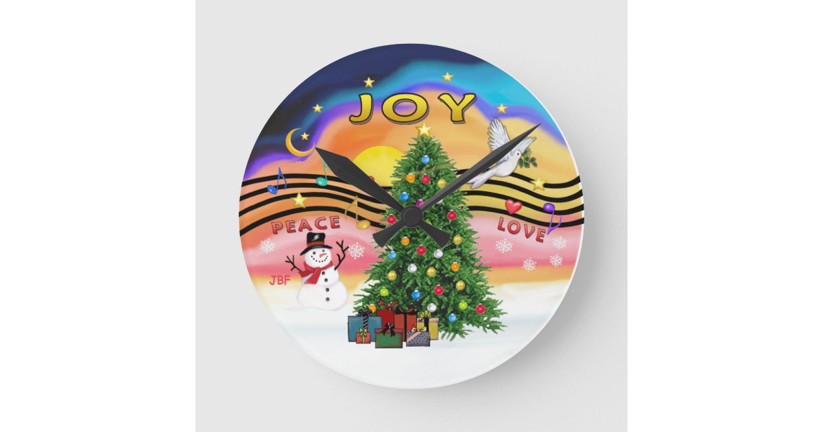 Christmas Music Round Clock | Zazzle