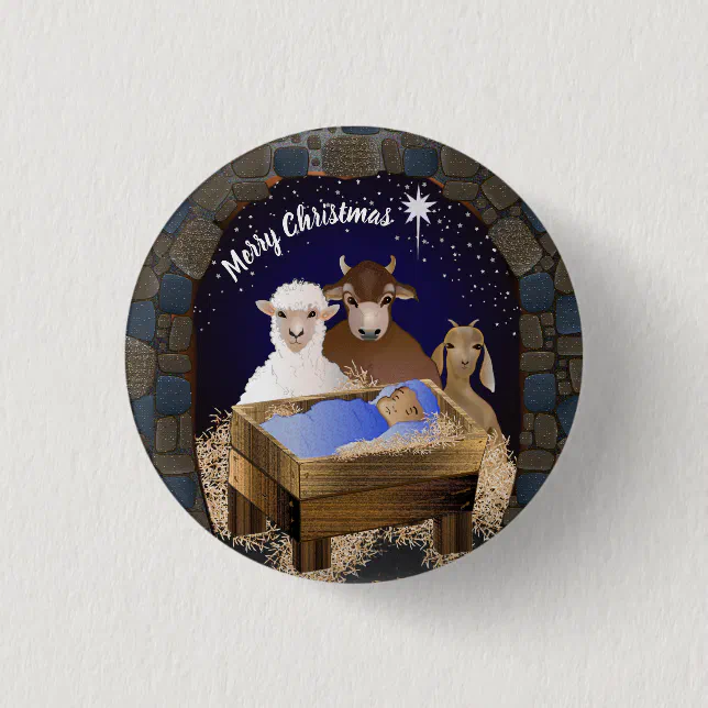 Christmas Nativity Baby Jesus Button | Zazzle