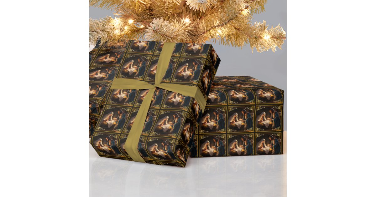 Christmas Nativity Holy Family Religious Wrapping Paper | Zazzle